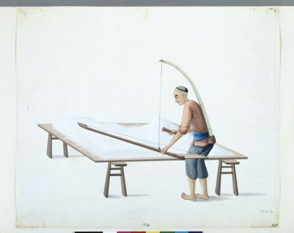 Man Fluffing Cotton | Puqua | V&A Explore The Collections