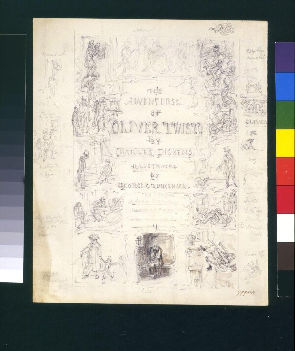 Draft title page for Charles Dickens' Oliver Twist | Cruikshank, George ...