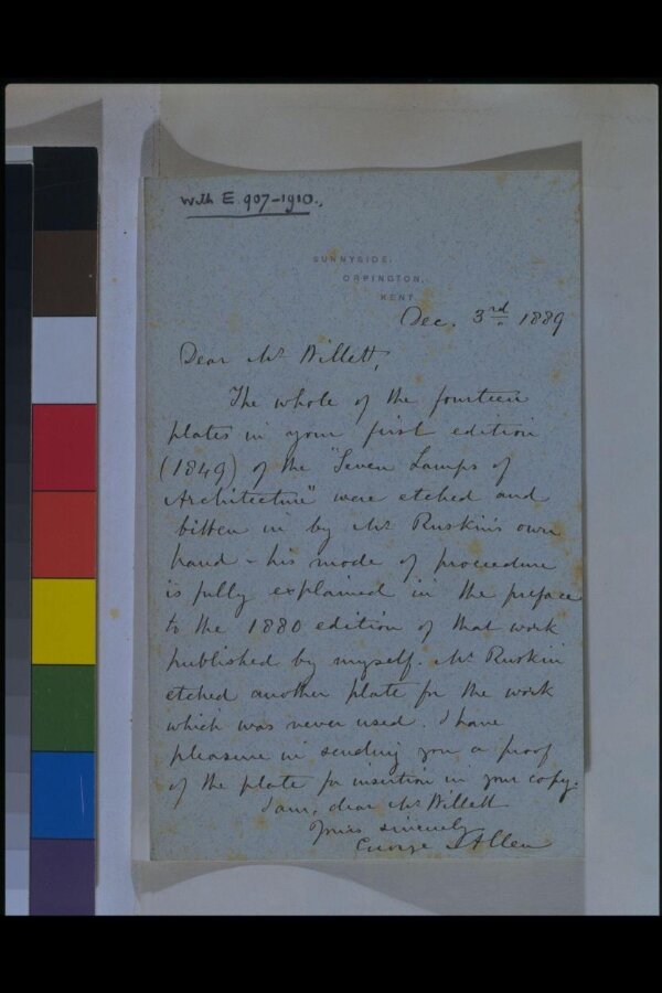 Letter | Allen, George | V&A Explore The Collections