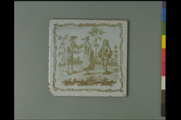 A Gallant chucking a country lass under the chin, watched by a boy | V ...
