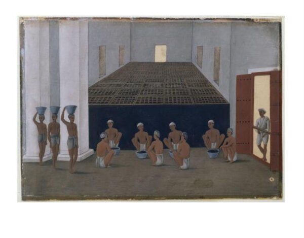 One of nineteen drawings illustrating processes in the manufacture of ...