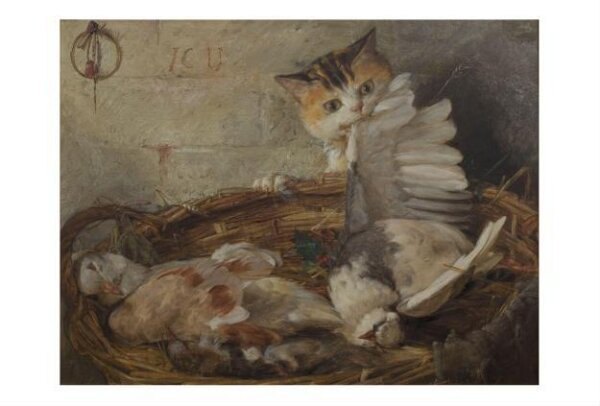 Cat and dead pigeons | Morgan, Alfred | V&A Explore The Collections