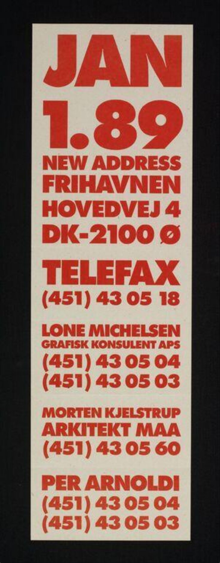 Change of address card from 1 January 1989. | Per Arnoldi | V&A Explore ...