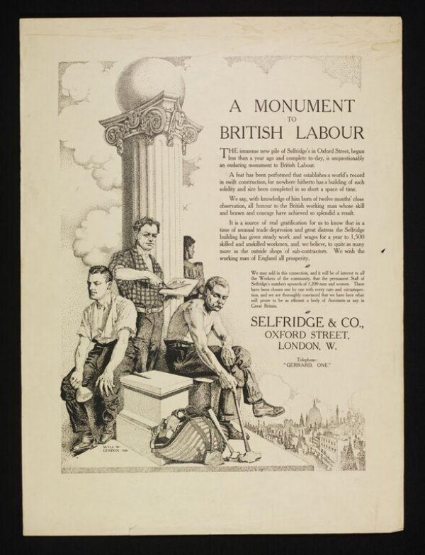 A Monument to British Labour, Selfridge & Co. | LENDON, William Warwick ...
