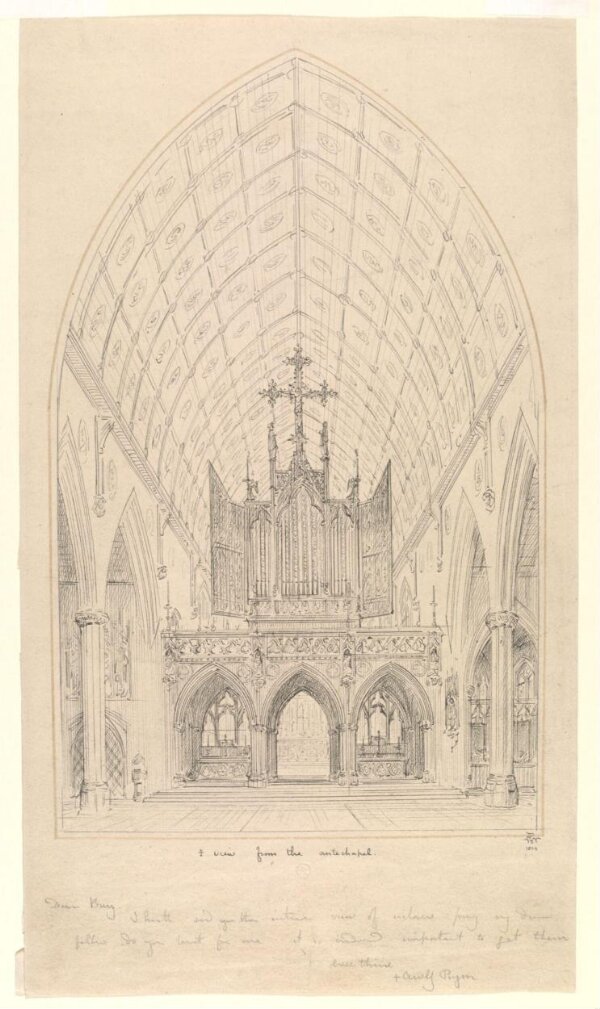 Perspective of interior of new chapel, Roman Catholic College of St ...