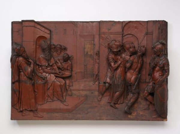 Pilate washing his hands and Christ led from judgement | Giambologna ...