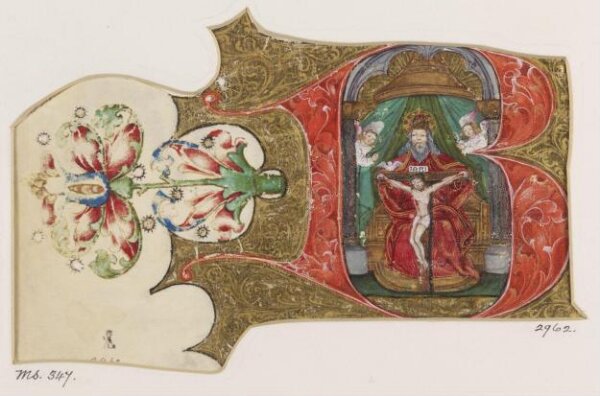 Historiated initial with Holy Trinity | V&A Explore The Collections
