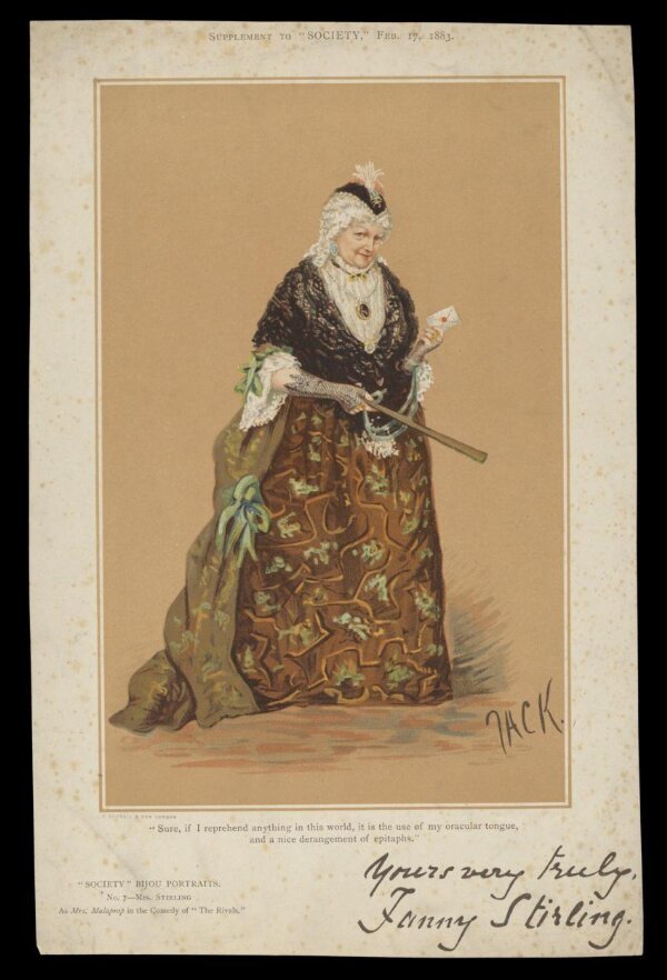 Fanny Stirling as Mrs. Malaprop in 'The Rivals' | Jack | V&A Explore ...