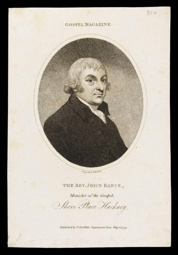 The Rev. John Rance, Minister of the Gospel, Shore Place, Hackney ...