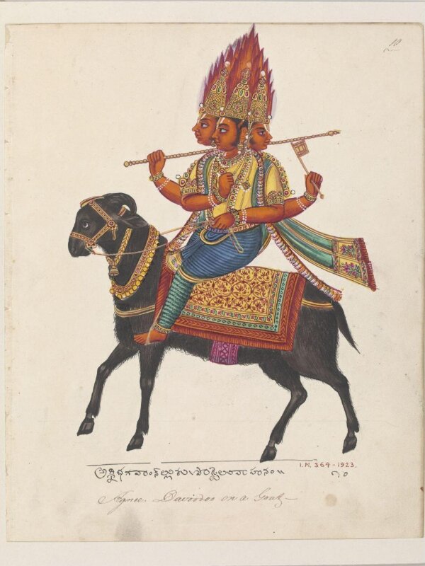 The Vedic god Agni, the god of fire and guardian of the south-east ...