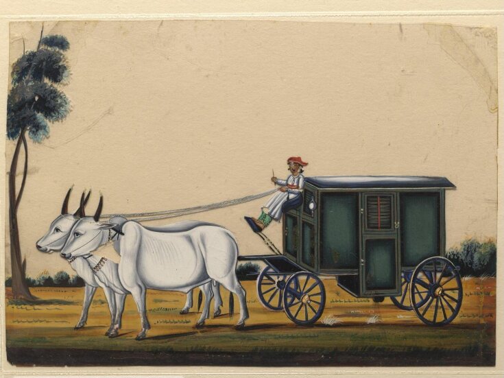 A closed carriage drawn by bullocks | Unknown | V&A Explore The Collections