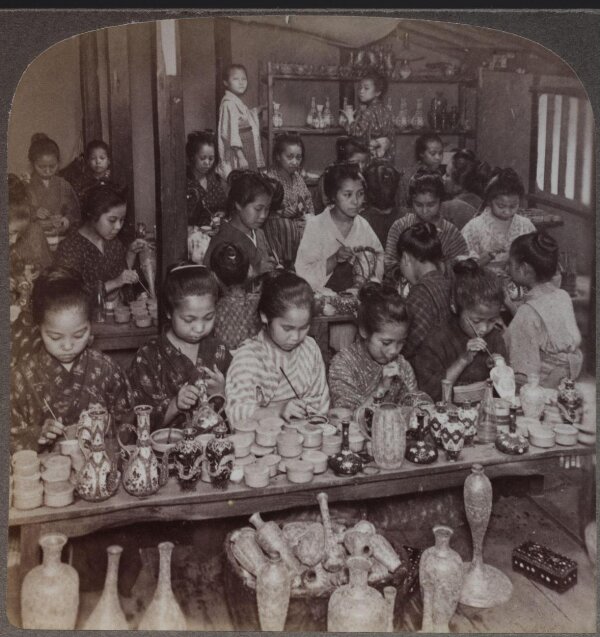 Pretty Factory Girls Decorating Cheap Pottery, Kyoto | Herbert George ...
