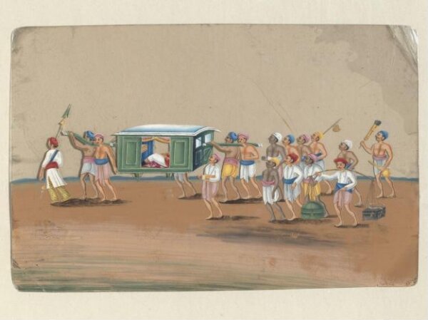 One of two drawings depicting procession scenes in Patna. | Unknown | V ...