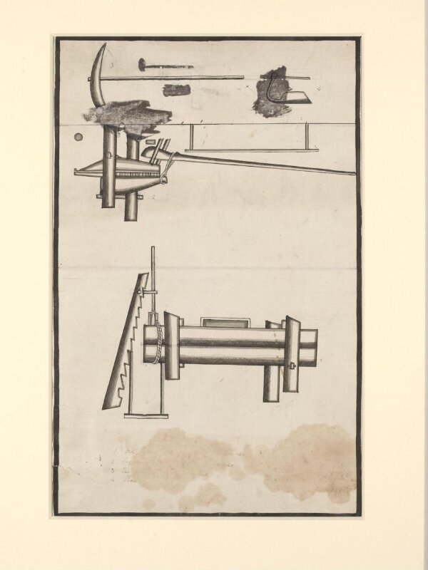 One of seven sheets of drawings depicting implements and musical ...