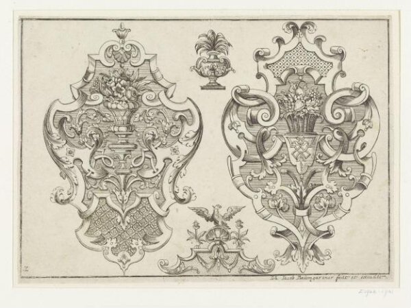 Gantz Neu Invendirtes Laub und Bändlwerck in Kuppfer gebracht und ...