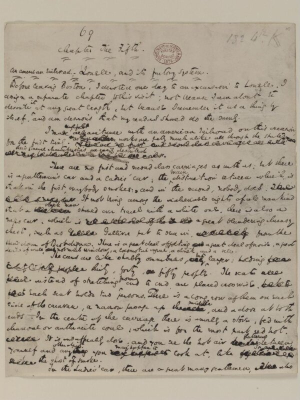 Original manuscript of American notes, vol. 2, by Charles Dickens ...