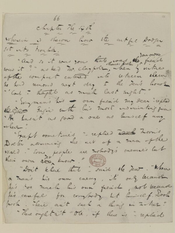 Original manuscript of Oliver Twist, or the parish boy's progress, by ...