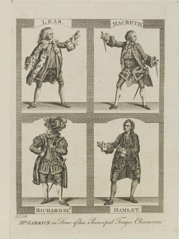 Mr. Garrick as King Lear, Macbeth, Richard III., and Hamlet | Unknown ...