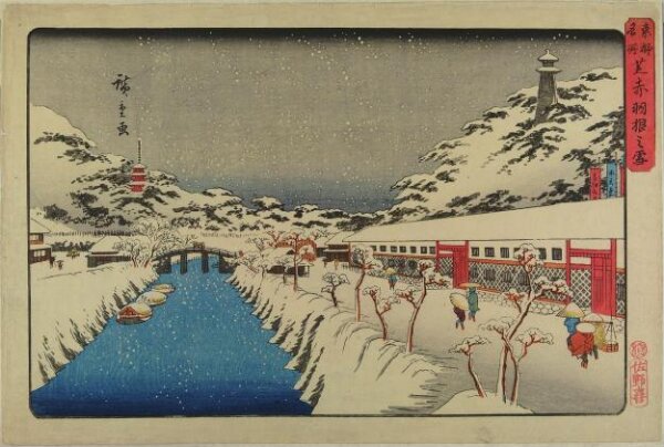 Snow at Akabane Bridge in Shiba | Utagawa Hiroshige | V&A Explore The ...