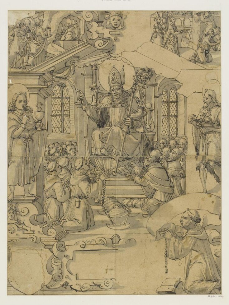 Bishop, probably St Nicholas blessing a kneeling assembly | Hans Jakob ...