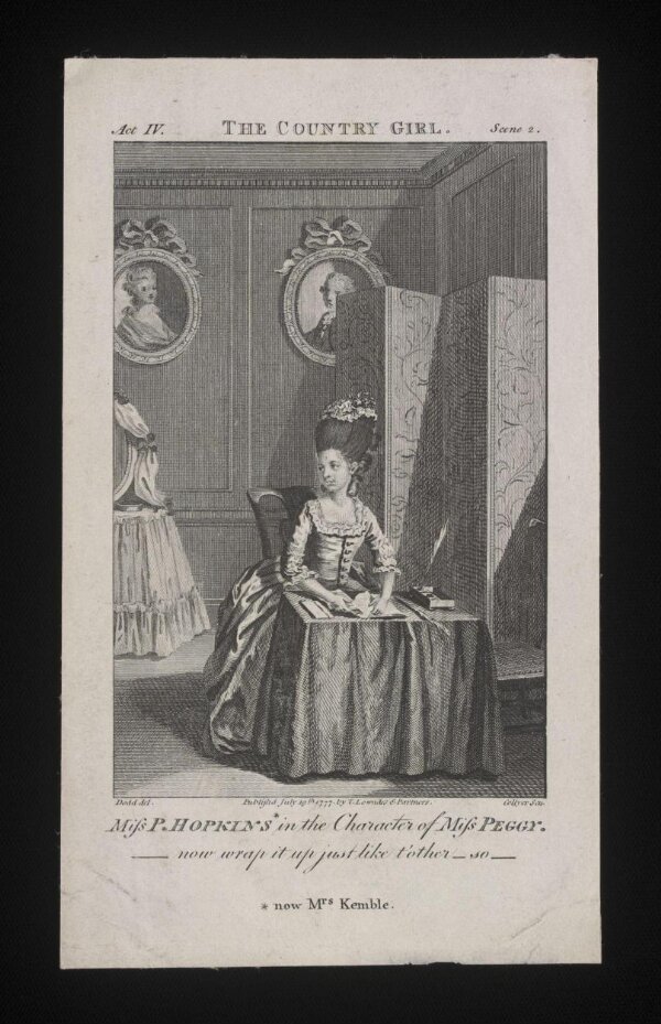 Miss P. Hopkins in the character of Miss Peggy | Daniel Dodd | Collyer ...