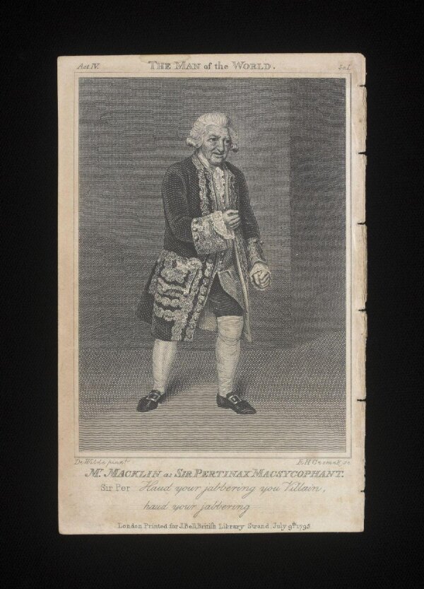 Mr. Macklin as Sir Pertinax Macsycophant | Robert Hartley Cromek ...