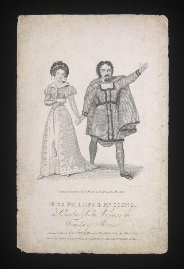 Miss Phillips as and Mr Young as Claudia and Cola Rienzi in The Tragedy ...