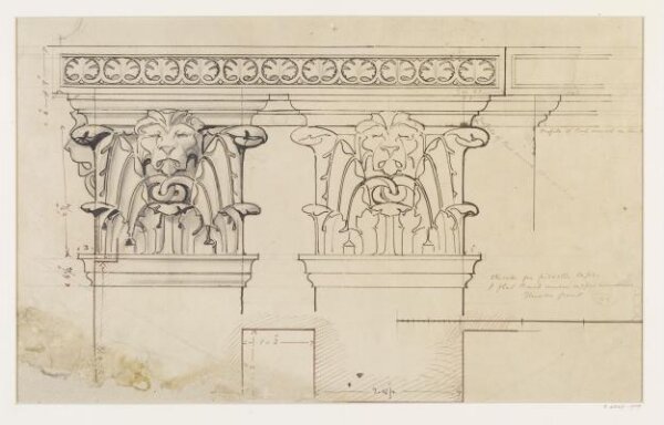 Sketch for pilaster caps & flat band under upper windows Theatre Front ...