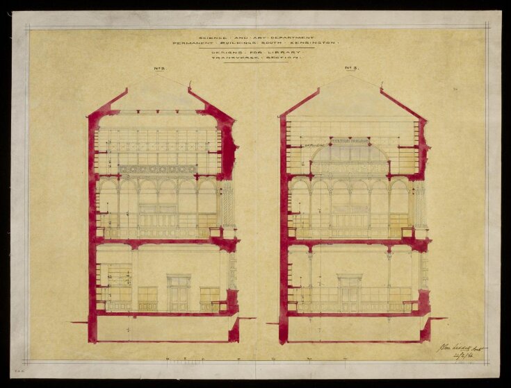 Designs for Library. Transverse sections | Liddell, John | V&A Explore ...