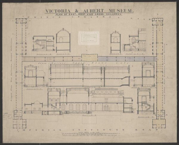 Plan of Victoria and Albert Museum, East, West and Cross Galleries ...