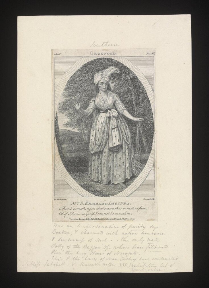 Mrs S. Kemble as Imoinda | Leney | De Wilde | V&A Explore The Collections