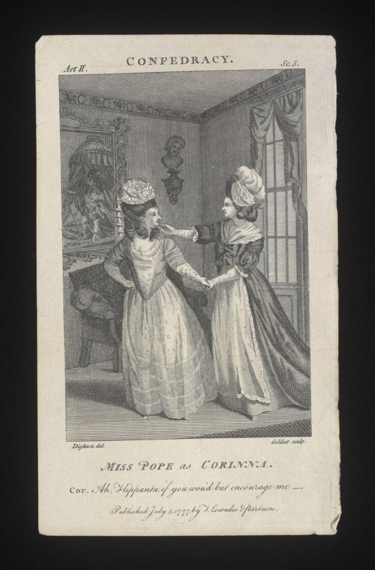 Miss Pope as Corinna | Goldar, John | Dighton the elder, Robert | V&A ...