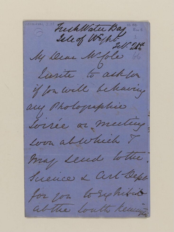 Letter from Julia Margaret Cameron | Cameron, Julia Margaret | V&A ...