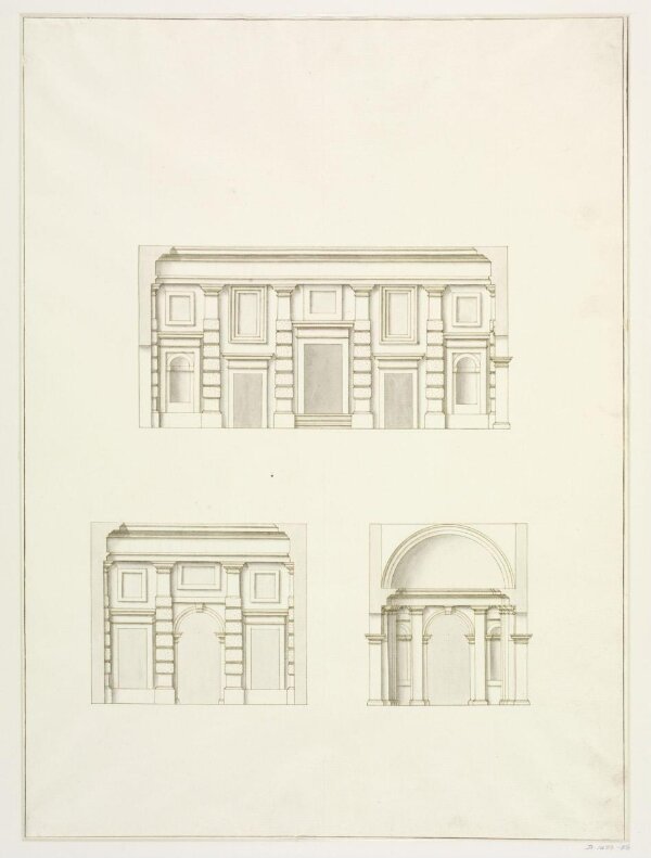 Internal elevations of the vestibule and of the atrium of Palazzo ...