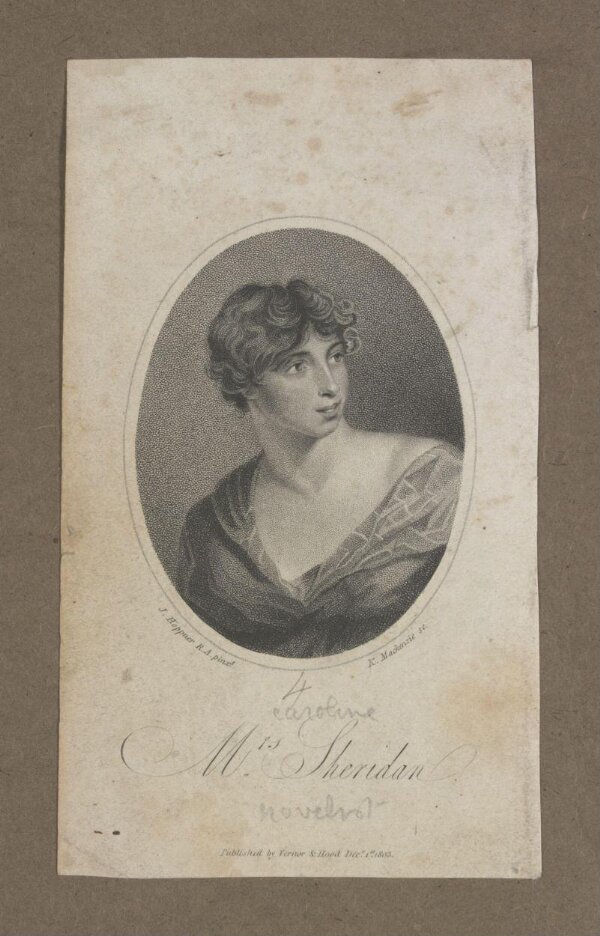 Portrait of the novelist Caroline Sheridan | Rogers, J. | Hoppner, John ...