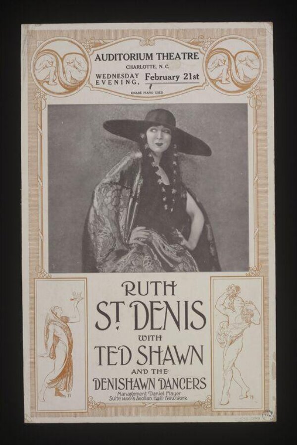Poster advertising Ruth St. Denis with Ted Shawn and the Denishawn ...