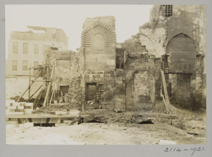 Façade of al-Salih Tala'i Mosque during restoration, Cairo | K.A.C ...