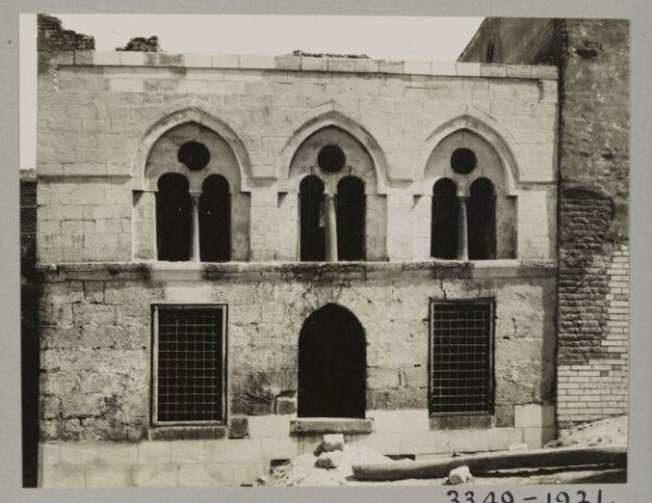 Façade of the mausoleum at the funerary mosque of Mamluk Amir Manjak al ...
