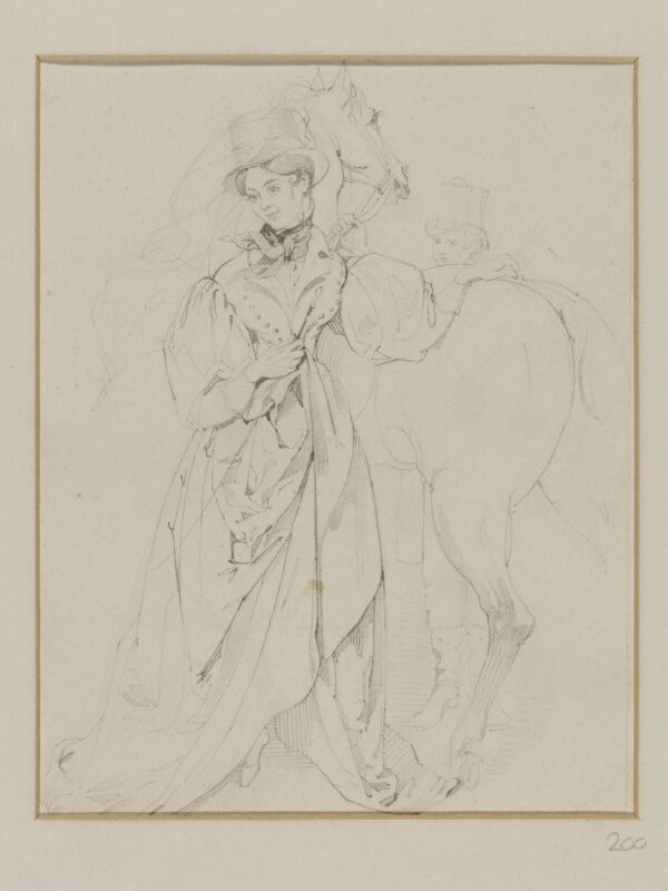 Study of a woman standing beside a horse | Maclise, Daniel RA | V&A ...