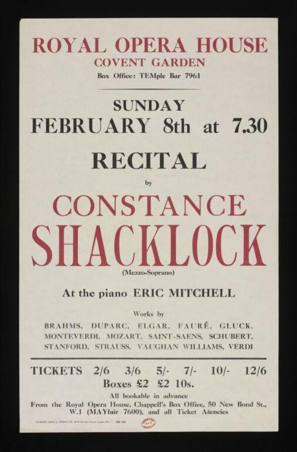 Constance Shacklock recital | V&A Explore The Collections