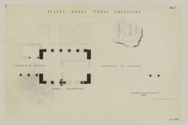 Gates - Porta Triumphalis (?) between the Portico of Octavia and of ...