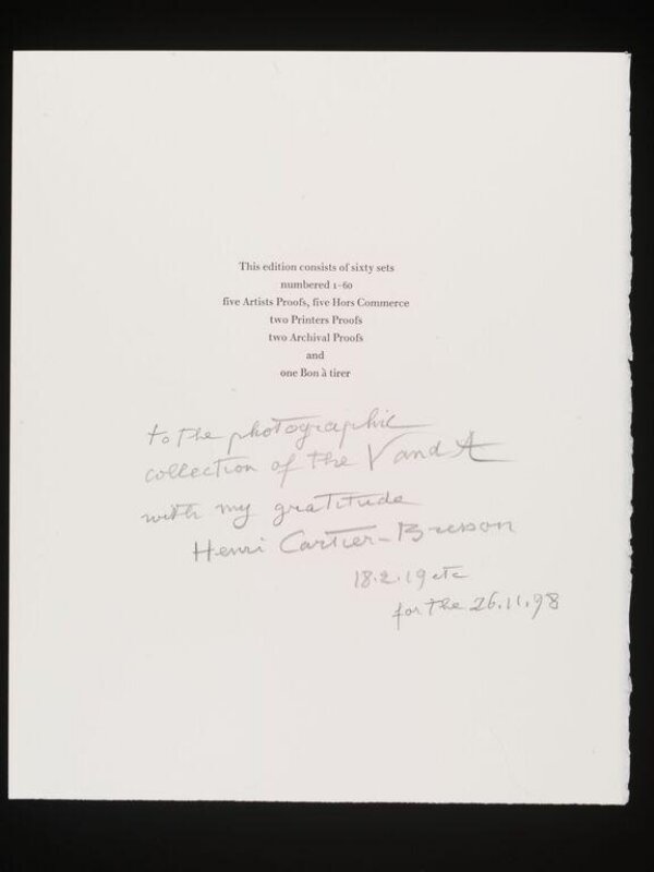 Colophon page | Cartier-Bresson, Henri | V&A Explore The Collections