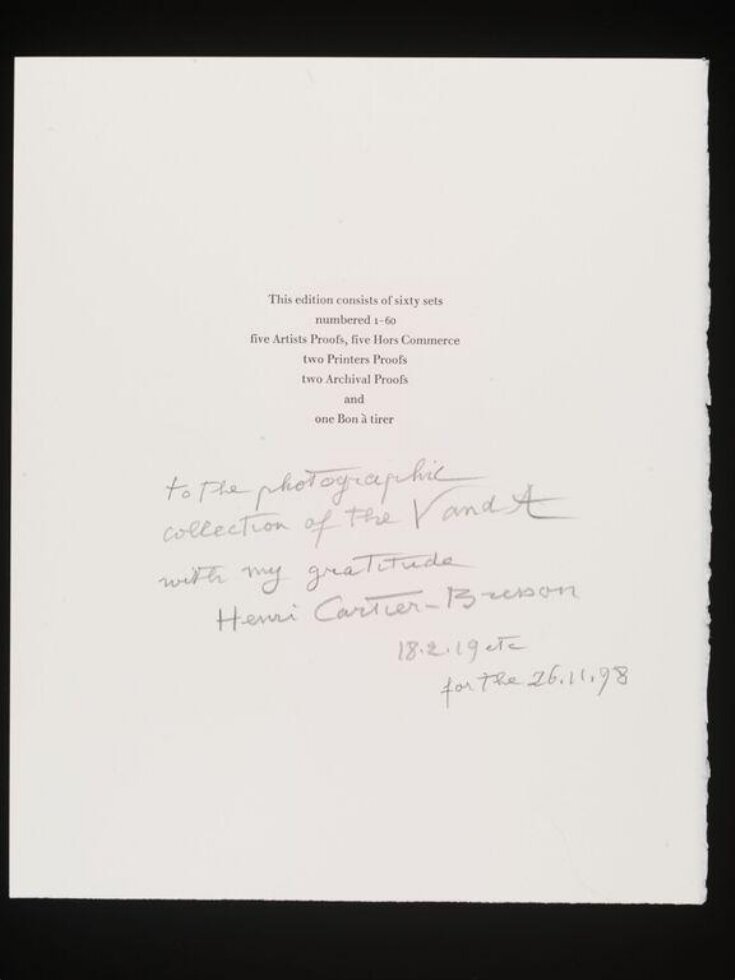 Colophon page | Cartier-Bresson, Henri | V&A Explore The Collections