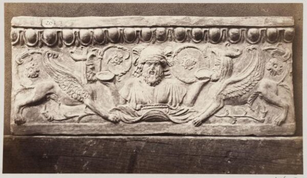 Bas-relief portion of frieze with the 'Libation of Asiatic Sphinx' in ...
