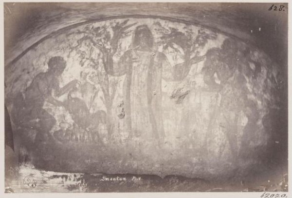 Catacomb of S. Agnes - Painting of an Orante, with the Good Shepherd, c ...