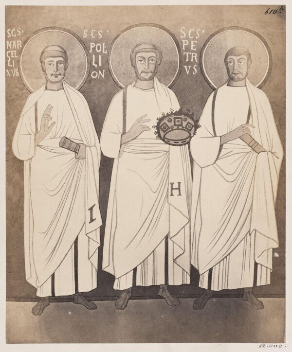 Catacomb of S. Pontianus - Painting of SS. Marcellinus, Pollion, and ...