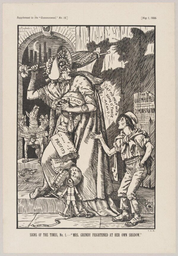 Signs of the Times, No 1. "Mrs Grundy frightened at her Shadow ...