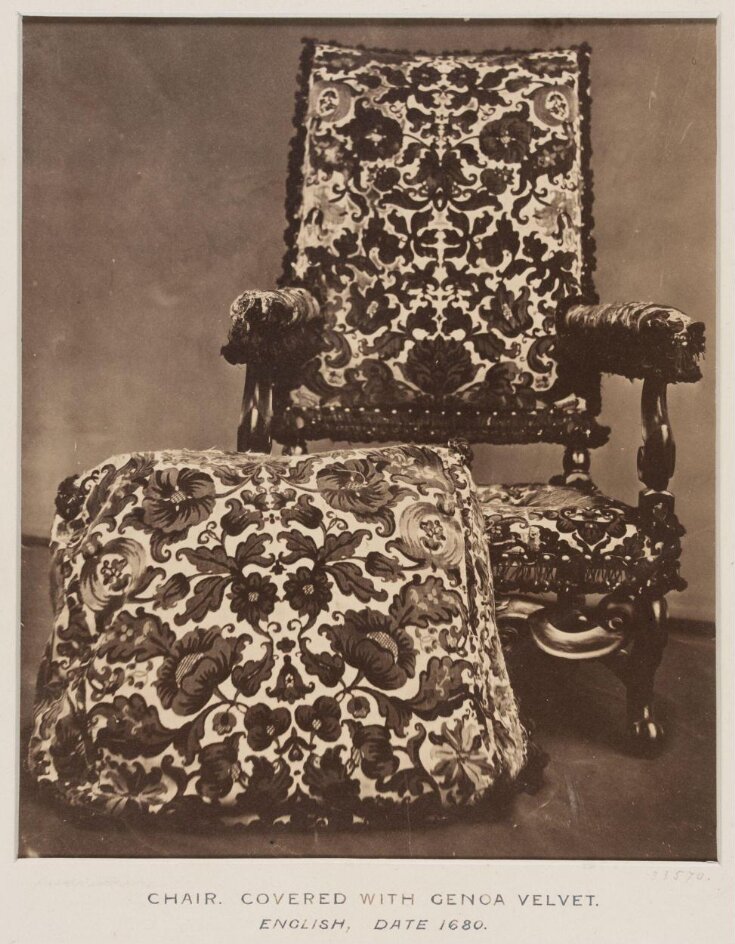 Chair covered with Genoa velvet, English about 1680 | V&A Explore The ...