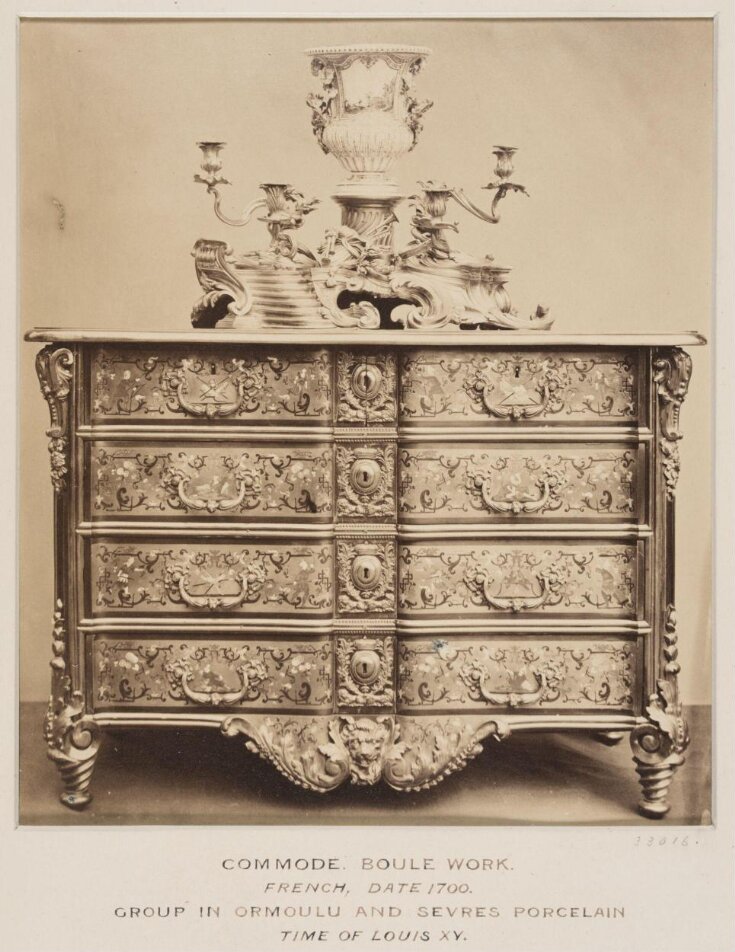 Commode in Boule work, French, 1700 and Group in ormoulu and Sevres ...