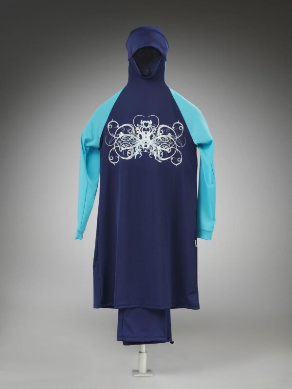 Ahiida Modest-Fit Navy/Turqoise-ButterFly Ice/Silver Burqini | | | V&A ...